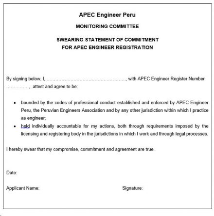 Swearing Statement of Commitment for APEC Engineer Register ...